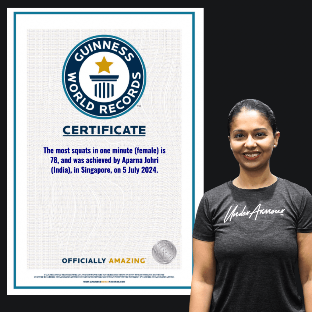 Most squats in one minute (Female) 78 - Guinness World Records - Aparna ...